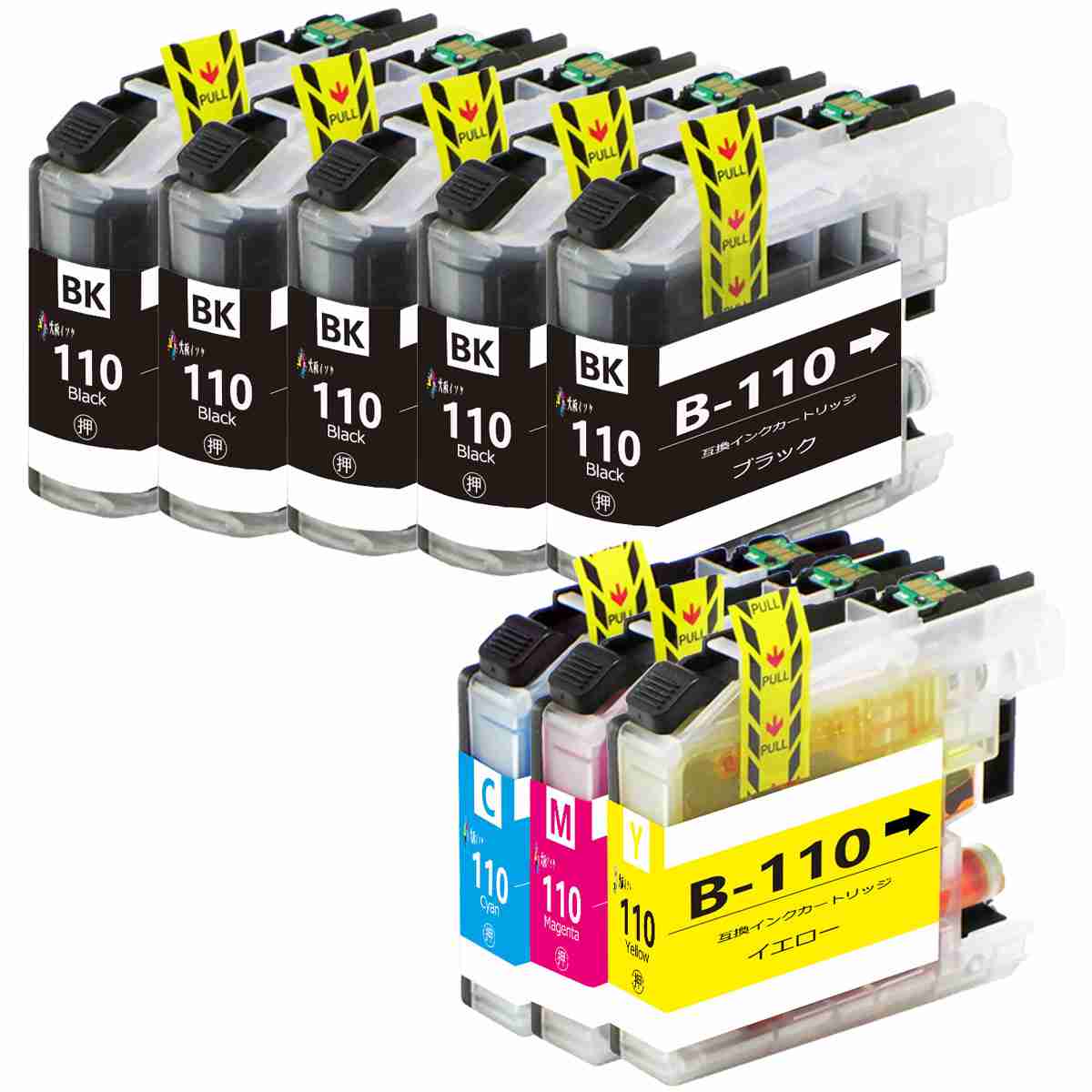 【楽天市場】LC110 ブラザーbrother用互換インクカートリッジLC110-4PK+黒4本 合計8本 (LC110BK*5 LC110C ...