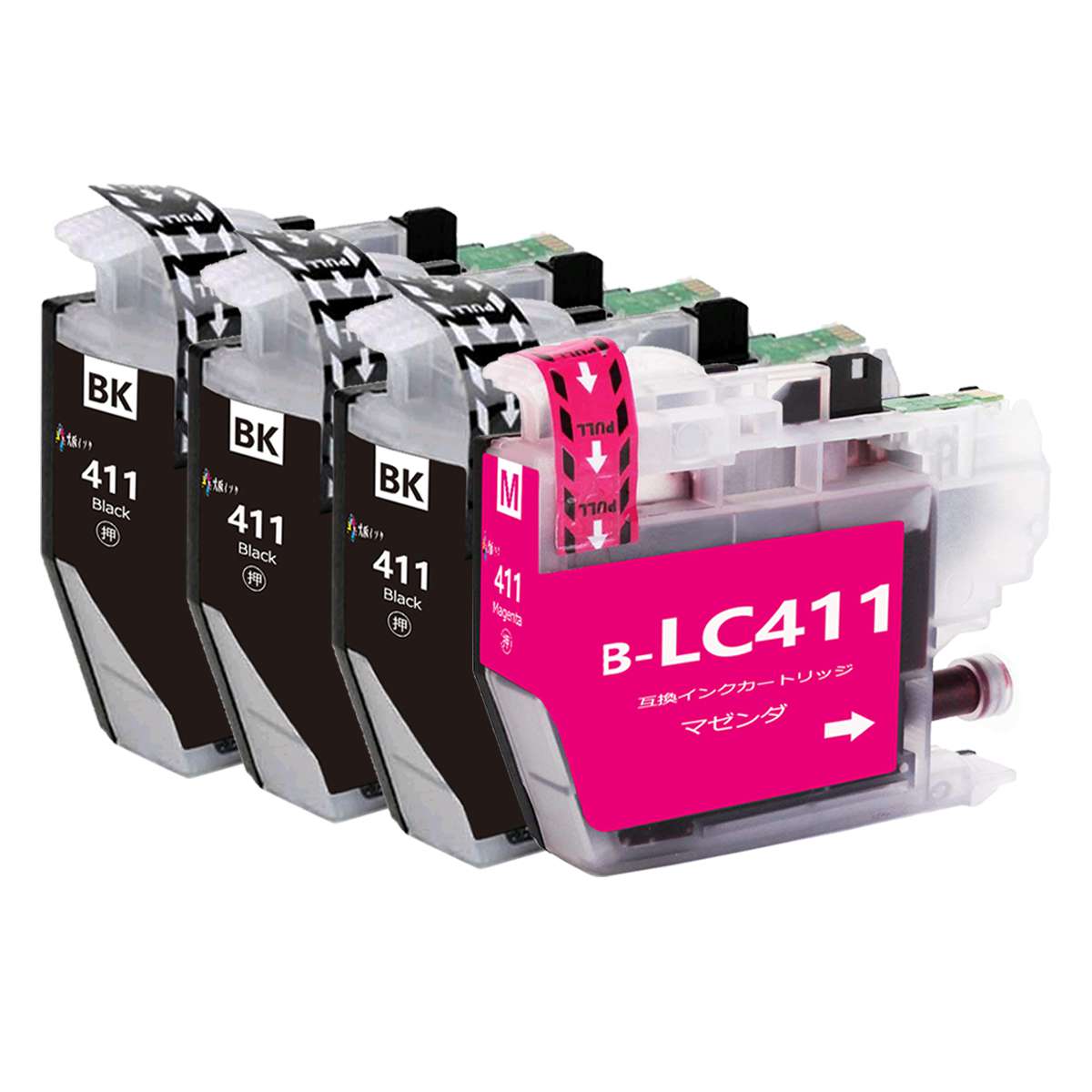 【楽天市場】LC411 brother用互換インクカートリッジブラザー用LC411BKブラック3本 LC411Mマゼンタ1本 合計4本 対応機種：DCP-J526N/J528N/J914N ...