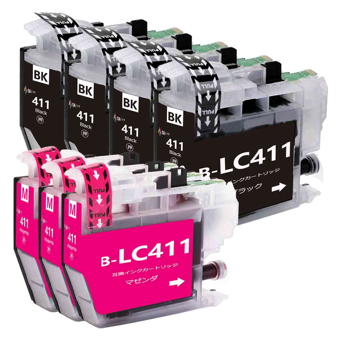 【楽天市場】LC411 brother用互換インクカートリッジブラザー用LC411BKブラック4本 LC411Mマゼンタ3本 合計7本 対応機種：DCP-J526N/J528N/J914N ...