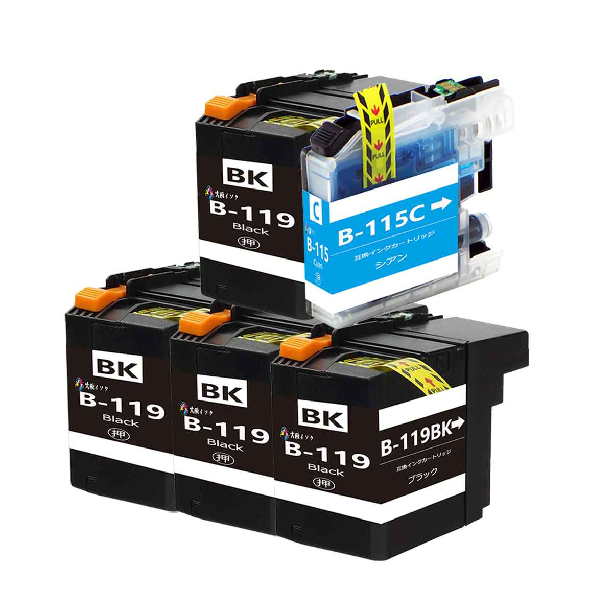 【楽天市場】LC119/115 ブラザーbrother用互換インクカートリッジLC119BKブラック4本 LC115Cシアン1本 合計5本 プリンターインクタンク 純正と併用可能汎用インク対応 ...