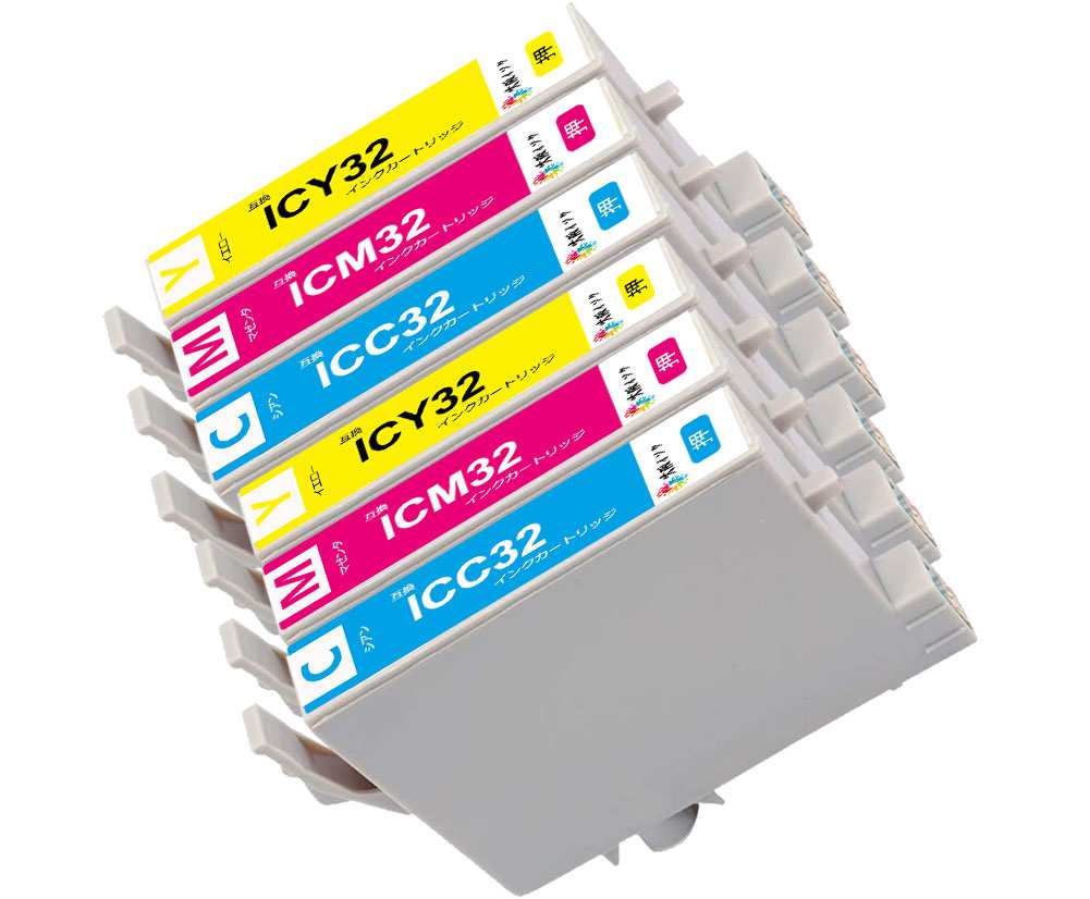 【楽天市場】IC32互換インクカートリッジIC32-Cシアン IC32-Mマゼンタ IC32-Yイエロー各2個 計6本セットヒマワリ EP ...