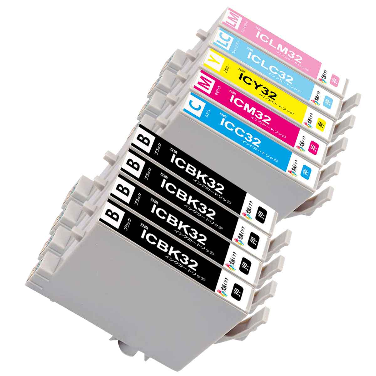 【楽天市場】IC6CL32 エプソン互換インクカートリッジ ICBK32 (ブラック)×4、ICC32 (シアン)×1、ICM32 (マゼンタ)×1、ICY32(イエロー)×1、ICLC32 ...
