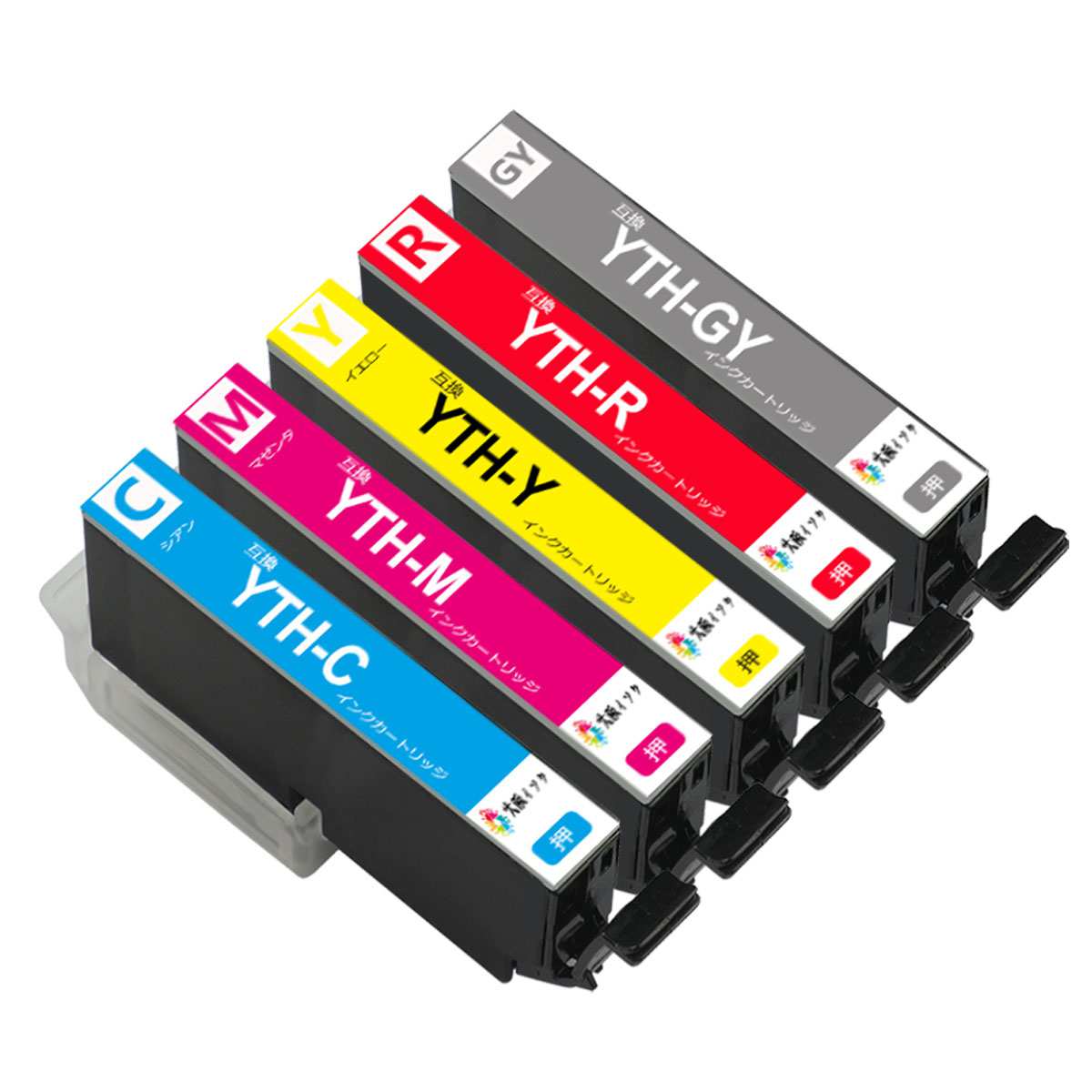 【楽天市場】エプソンYTH-6CL互換インクカートリッジEPSON YTH5色5本セット YTH-Cシアン YTH-Mマゼンタ YTH-Yイエロー YTH-Rレッド YTH-GYグレー各1本 ...