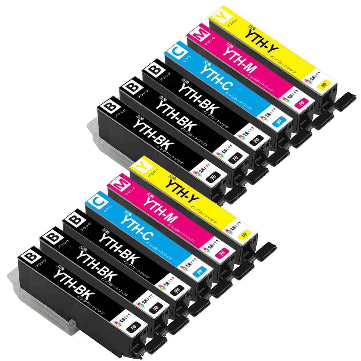 【楽天市場】エプソンYTH-6CL互換インクカートリッジEPSON YTH 4色12本セット YTH-BKブラック*6 YTH-Cシアン YTH-Mマゼンタ YTH-Yイエロー各2本目印：よっ ...