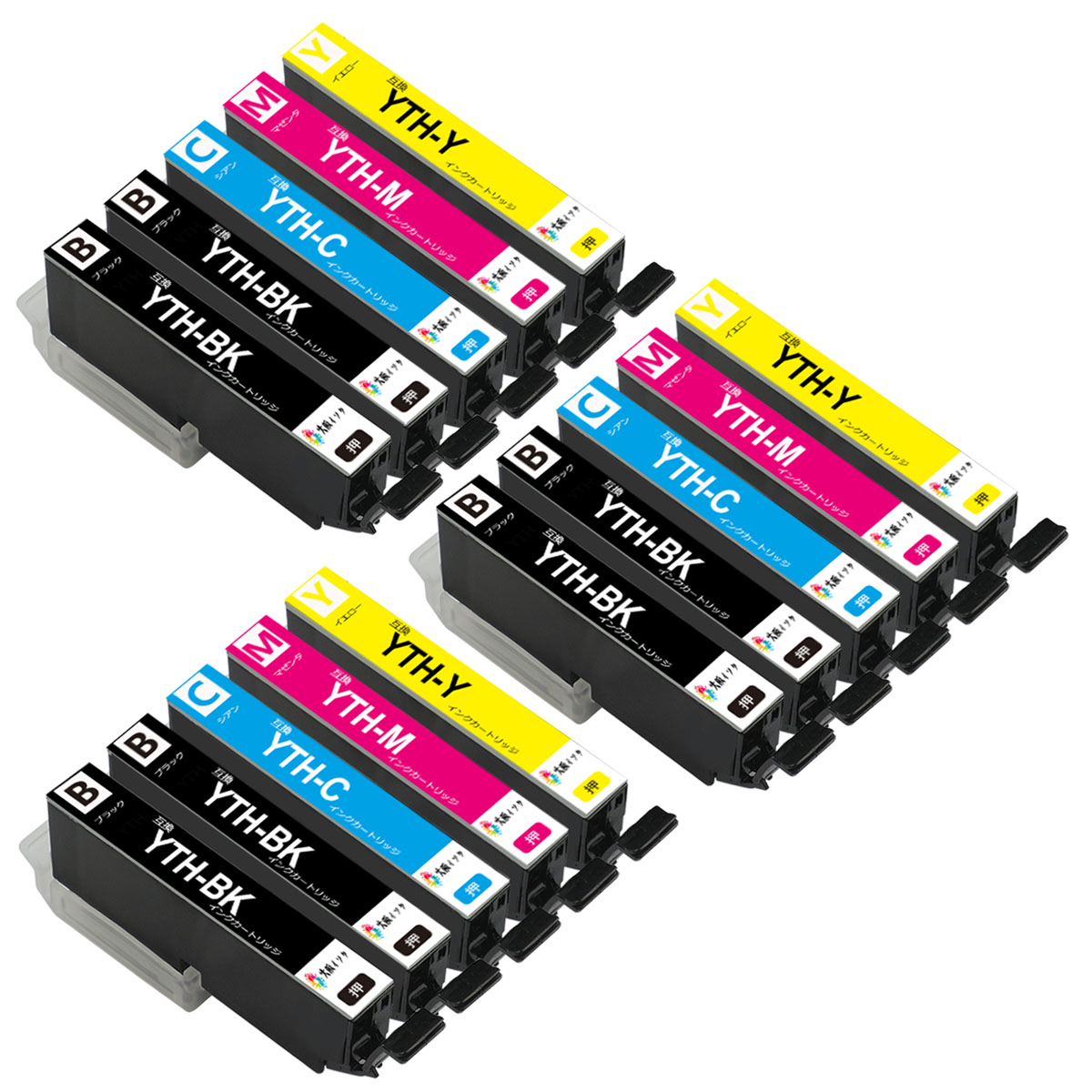 【楽天市場】エプソンYTH-6CL互換インクカートリッジEPSON YTH 4色15本セット YTH-BKブラック*6 YTH-Cシアン YTH-Mマゼンタ YTH-Yイエロー各3本目印：よっ ...