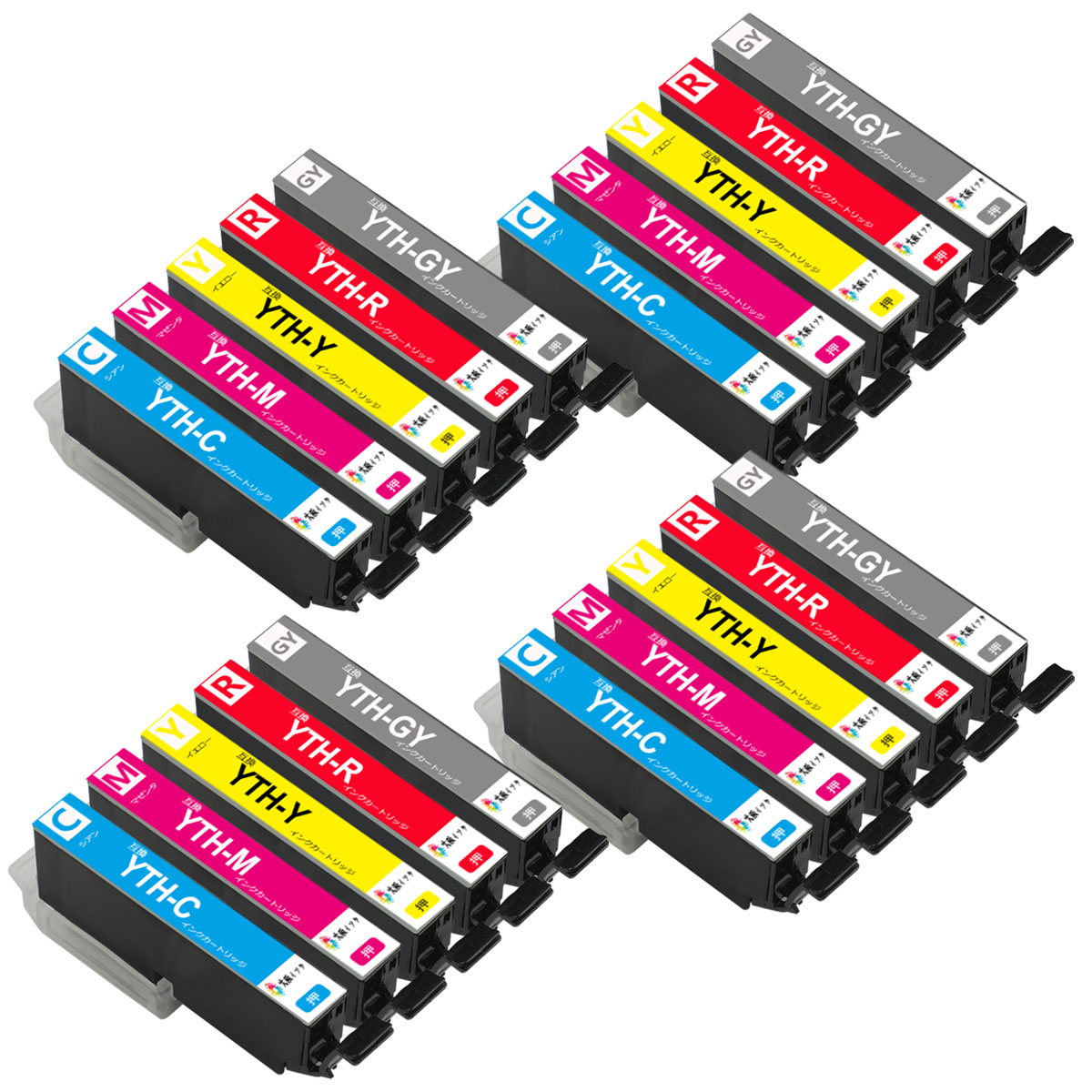 【楽天市場】エプソンYTH-6CL互換インクカートリッジEPSON YTH5色20本セット YTH-Cシアン YTH-Mマゼンタ YTH-Yイエロー YTH-Rレッド YTH-GYグレー各4本 ...