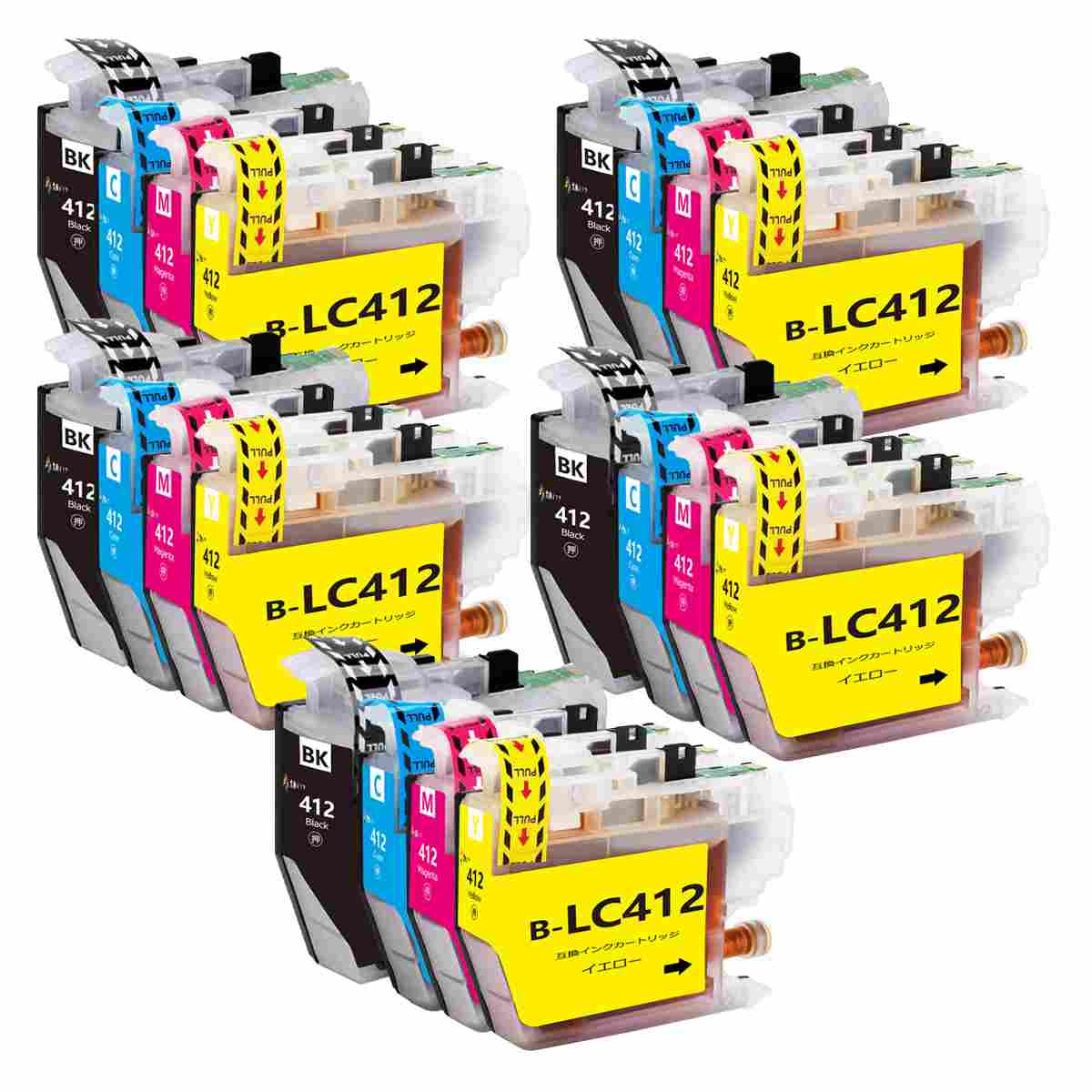 【楽天市場】ブラザー対応brother用互換インクカートリッジLC412-4PK*5 合計20本 (LC412BKブラック LC412Cシアン ...