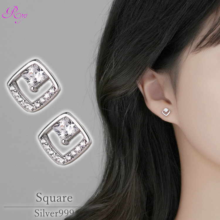 【楽天市場】スクエアピアス キュービックジルコニア シルバー999 シンプル 20G 大人 レディース 女性 ピアス シルバー 小さいピアス スクエア 四角：極小ピアス専門店RYS（リズ）
