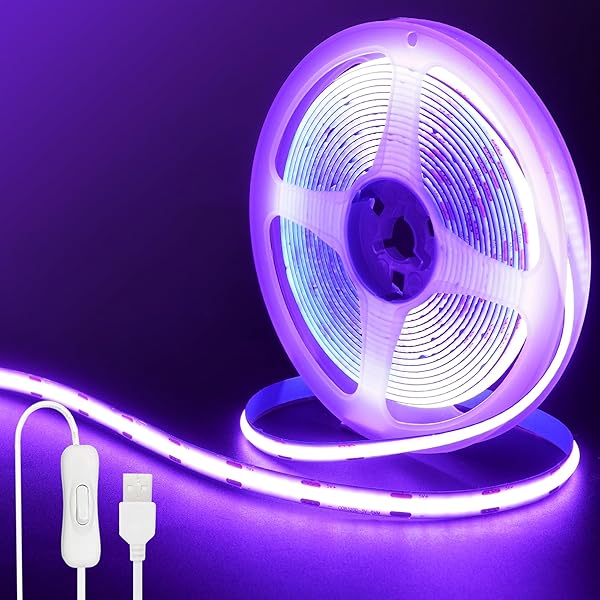 【楽天市場】クリアヒル（）5V COB LEDストリップライト スイッチ付き 1個 5M パープル 320LED/m 3.5W/m 幅8mm ...