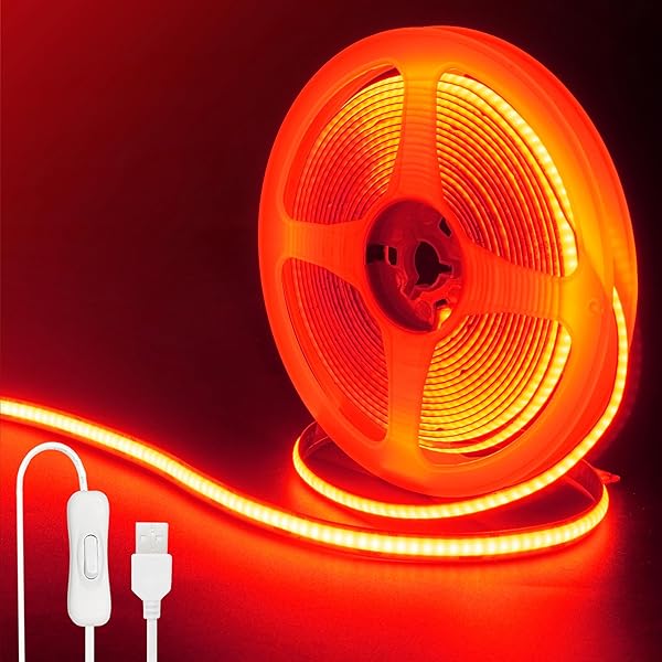 【楽天市場】クリアヒル（）5V COB LEDストリップライト スイッチ付き 1個 3M レッド 320LED/m 3.5W/m 幅8mm 非 ...