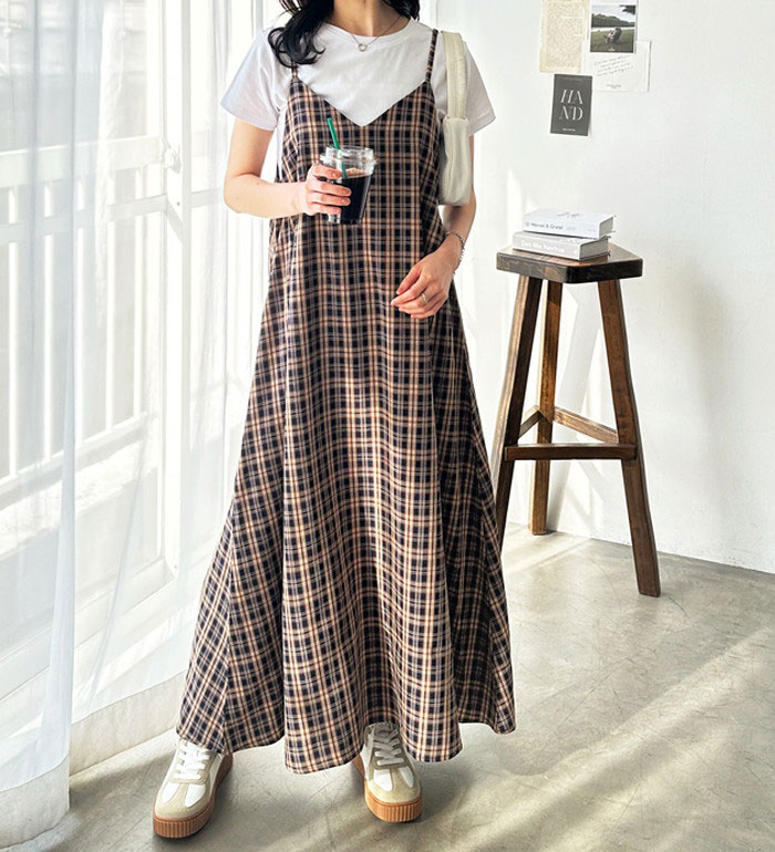 【楽天市場】【最大500円OFF 31日23:59迄】 ワンピース レディース チェックフレアーキャミワンピース 2025夏 GeeRA ジーラ M-L：RyuRyu（リュリュ）