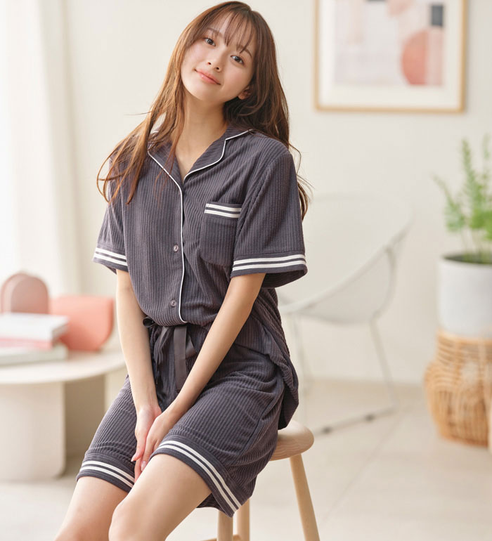 【楽天市場】パジャマ レディース ひんやりとろけるリブパイルシャツパジャマ 2025夏 YU'NOW ユナウ S-L：RyuRyu（リュリュ）