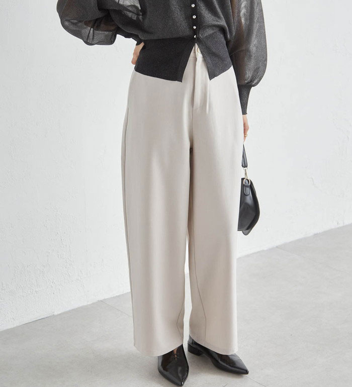 【楽天市場】ワイドパンツ レディース ひんやり！麻調素材カーブスラックス 2025夏 RANAN ラナン S-LL：RyuRyu（リュリュ）