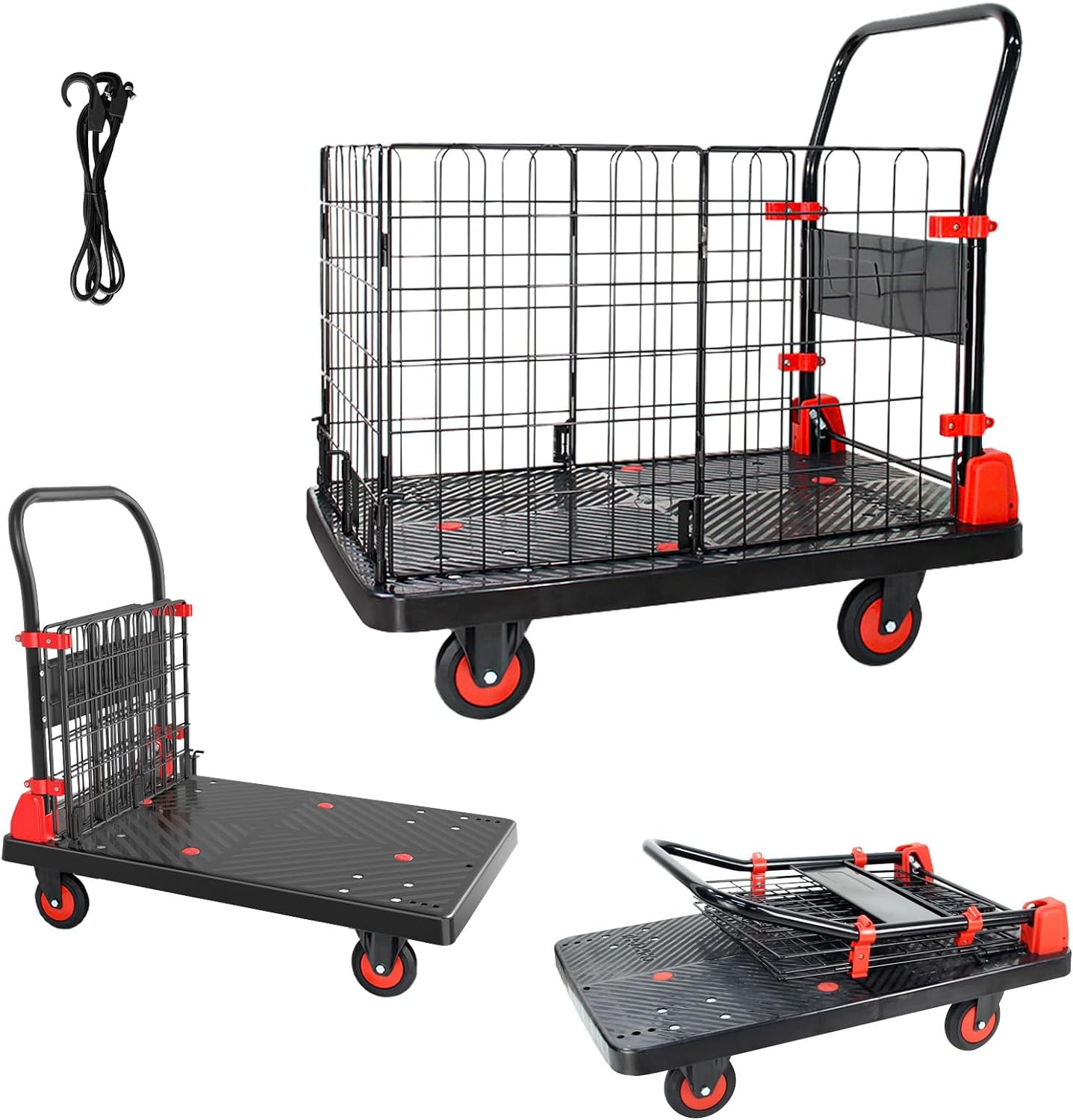 【楽天市場】折りたたみ台車1台2役、より多くの機能で折りたたむとフラットカート、開くとフェンスカートになります。：RYUSHO