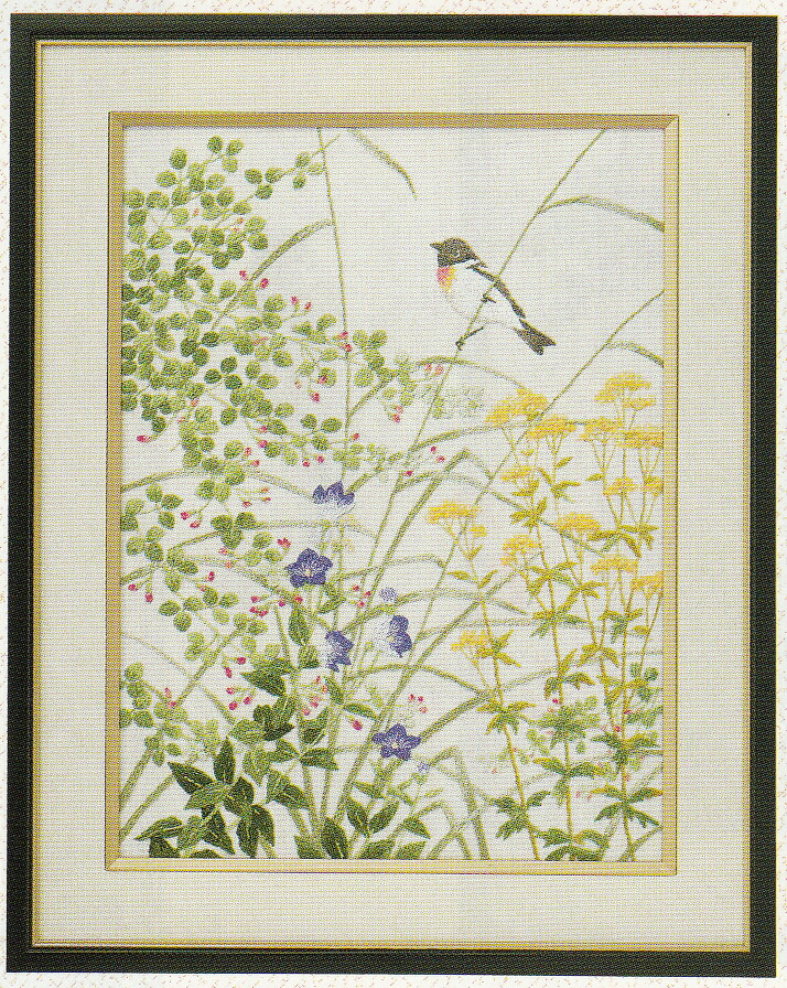 【楽天市場】東京文化刺繍キット No86秋草と小鳥（3号）：ビワミンと文化刺繍のイワセ商会