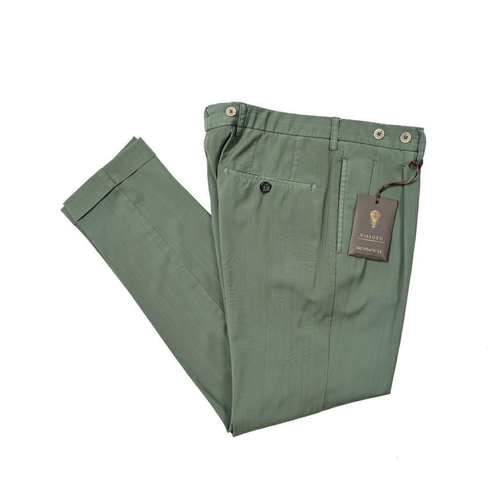 【楽天市場】ベルウィッチ BERWICH BARBER バーバー サマーウール スラックス ツータック 2プリーツ パンツ 春夏 メンズ ...