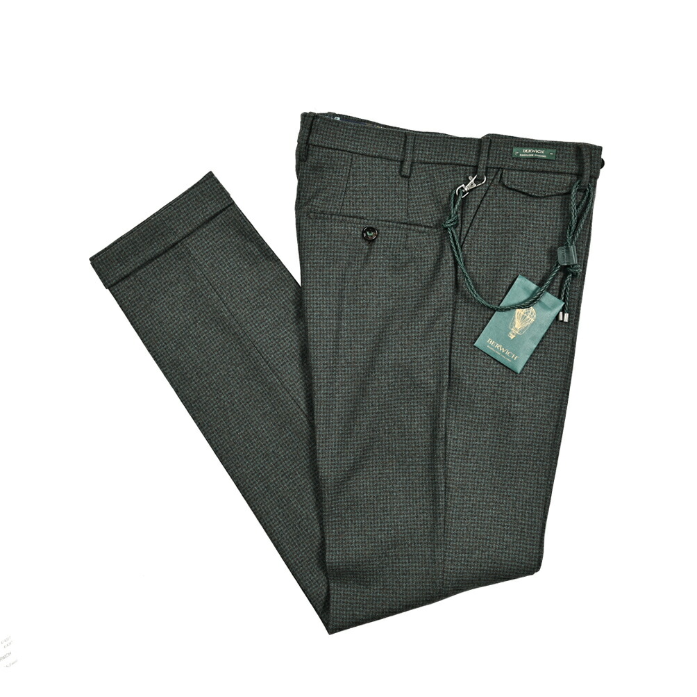 【楽天市場】ベルウィッチ BERWICH VULCANO Z ヴォルケーノ スラックス ノータック パンツ 秋冬 メンズ ヴァージンウール 100% フランネル 千鳥格子 チェック ダーク ...