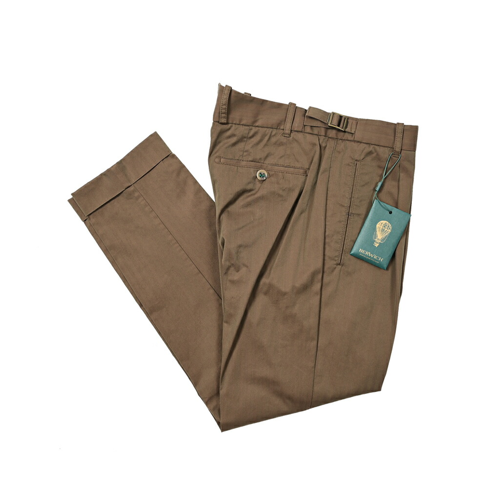 【楽天市場】ベルウィッチ BERWICH RETRO レトロ コットンスラックス ワンタック 1プリーツ パンツ 春夏 メンズ コットン ...