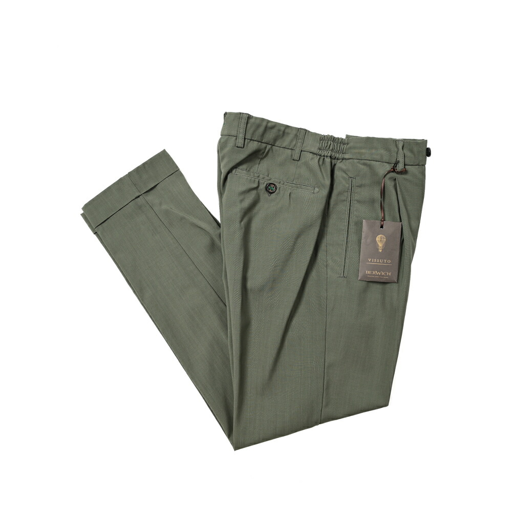 【楽天市場】ベルウィッチ BERWICH RETRO ELAX レトロ サマーウール スラックス ワンタック 1プリーツ パンツ 春夏 メンズ ...