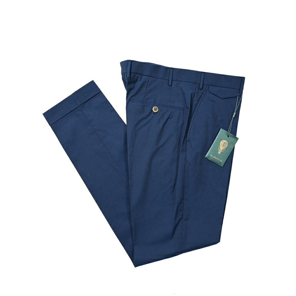 【楽天市場】ベルウィッチ BERWICH VULCANO Z ボルケーノ コットンスラックス ノータック チノ パンツ 春夏 メンズ コットン 100% ダークブルー イタリア ブランド ...