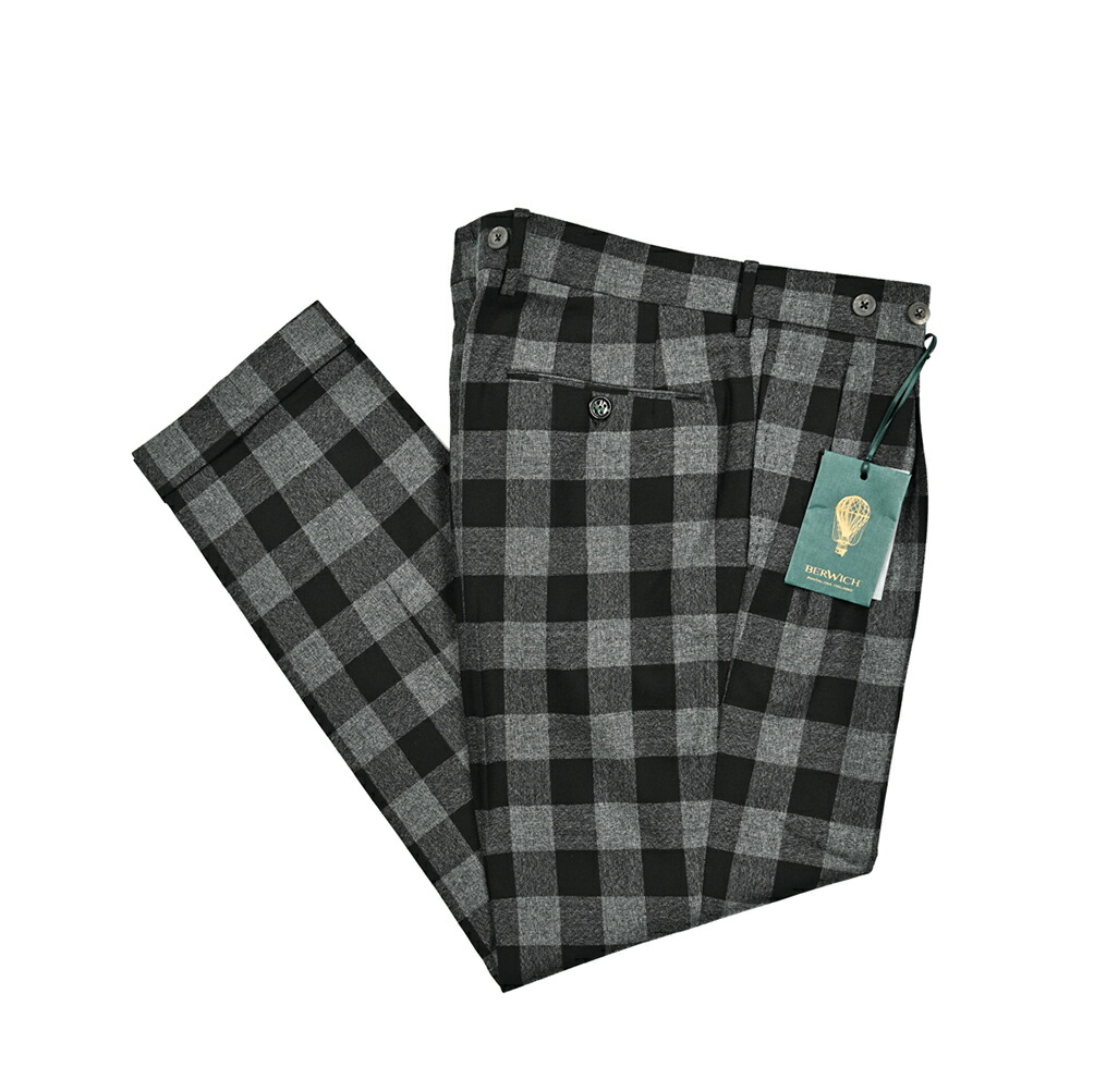 【楽天市場】【ファイナルSALE】【半額以下】 ベルウィッチ BERWICH BARBER 2P バーバー スラックス ツータック パンツ ...