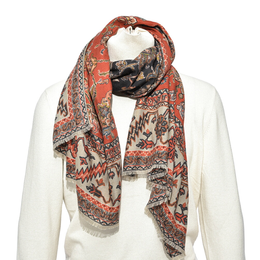 【楽天市場】エトロ ETRO ストール マフラー 秋冬 春 3シーズン メンズ レディース 男女兼用 カシミア シルク オリエンタル ダーク ...