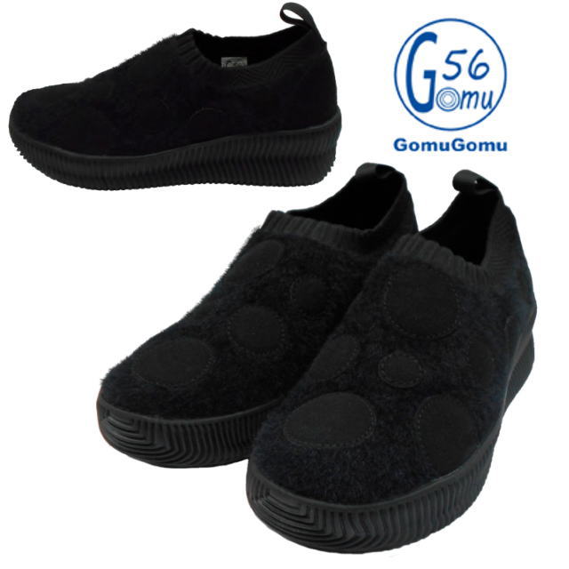 【楽天市場】[Gomu56] ゴムゴム 8024 ストレッチ起毛 厚底フラット ドット柄 カジュアル シューズ！：シューズ Yamaguchi