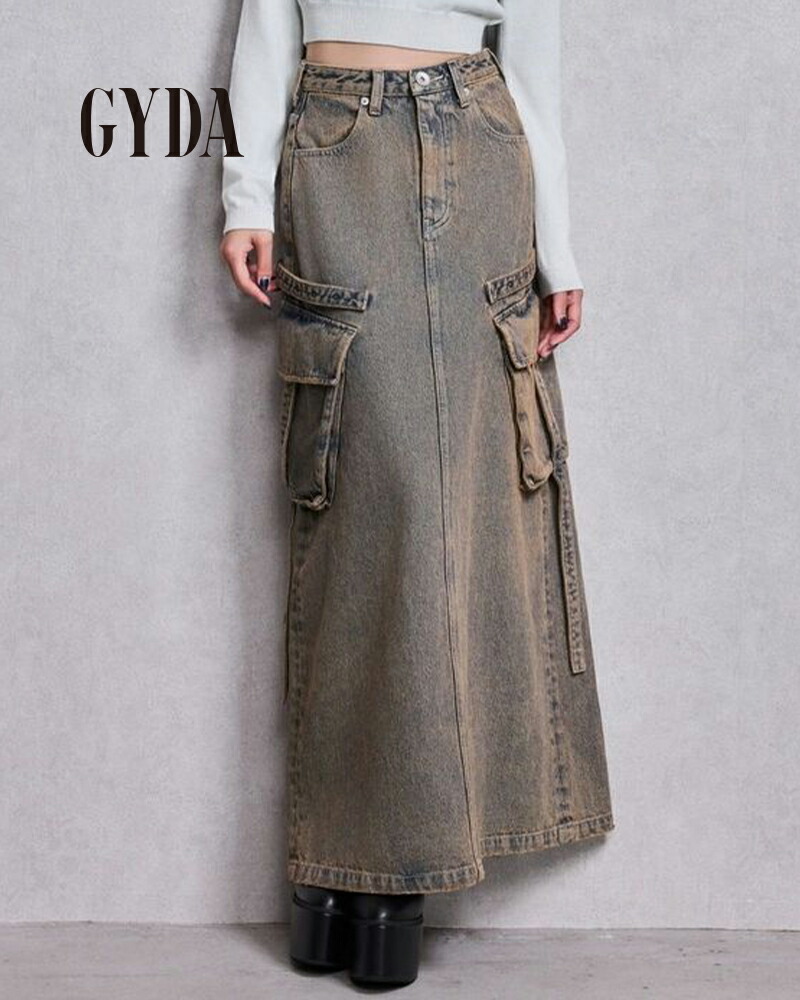 【楽天市場】GYDA ジェイダ ハイウエストG bijou CARGOデニムロングスカート 072612509001：エリナストア