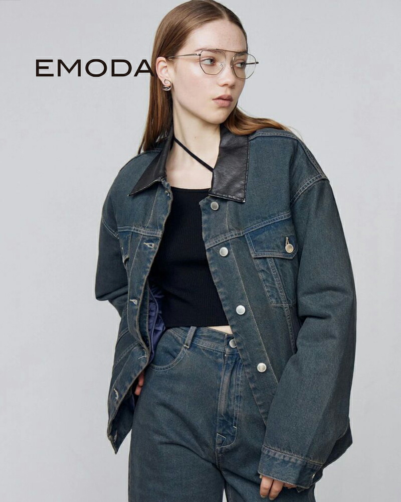 【楽天市場】EMODA エモダ ワイドオーバーデニムブルゾン 042610270001：エリナストア