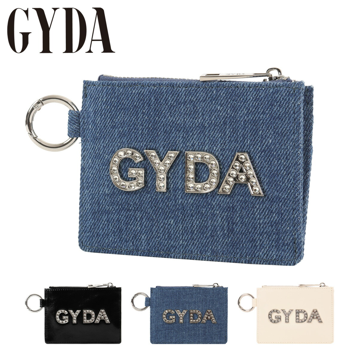【楽天市場】【全品10倍★8/11(月)2時迄】GYDA コインケース 小銭入れ レディース ラインストーンロゴ GY-W292 ジェイダ デニム ラインストーン：サックスバー 財布バッグ専門店