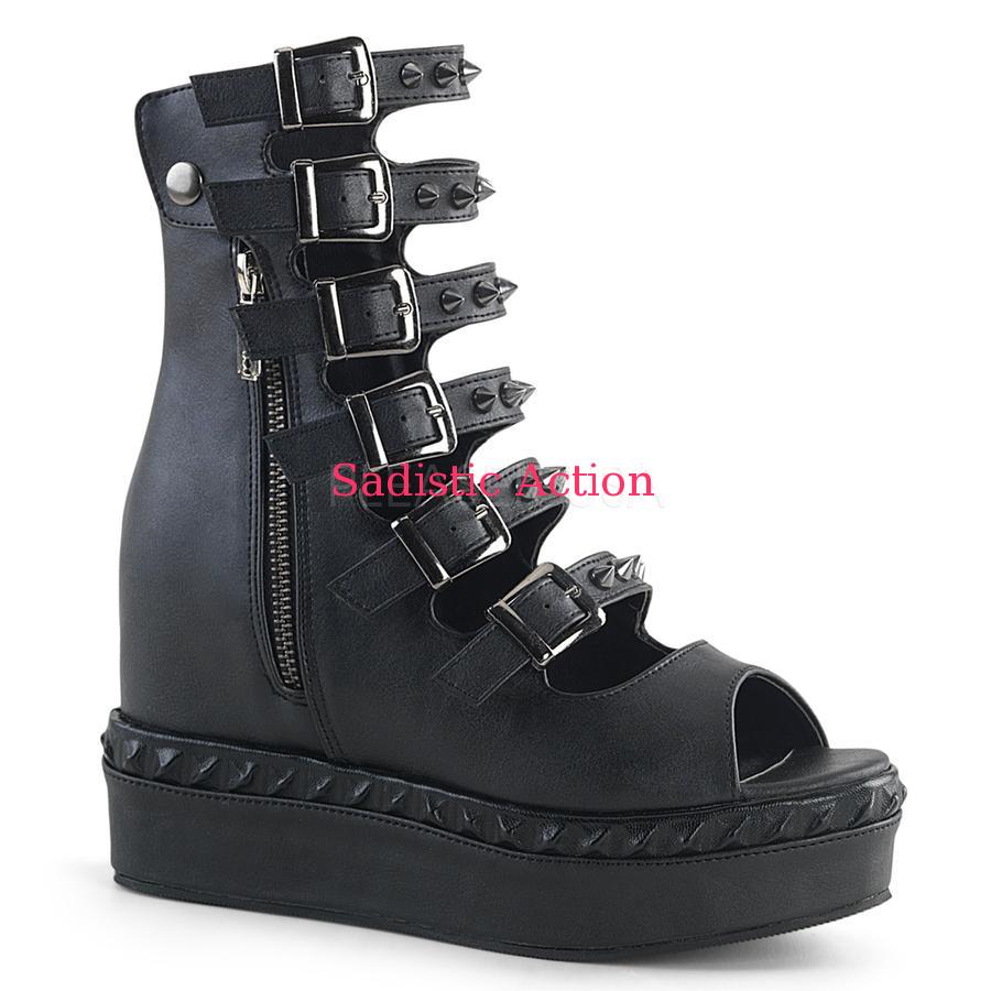 【楽天市場】【即納】Demonia Hidden Wedge Platform Open Front Ankle High Sandal ...