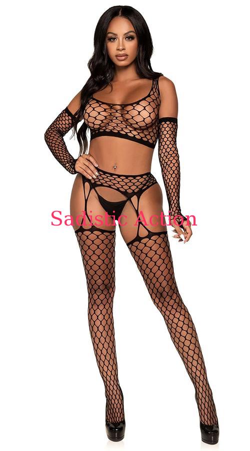 【楽天市場】【即納】leg Avenue Wide Net Crop Top And Garter Stockings Set 【leg