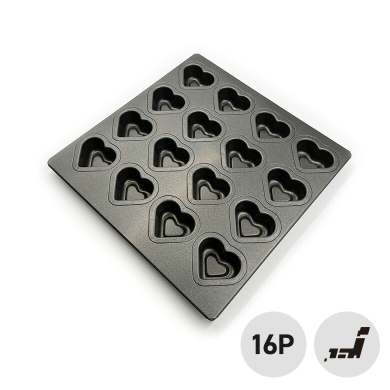 【楽天市場】松永製作所 MBテフロン加工 ダブルハート 天板 16P Lサイズ ハート 型 天板 マドレーヌ 製菓 お菓子作り 日本製 洋菓子 ...