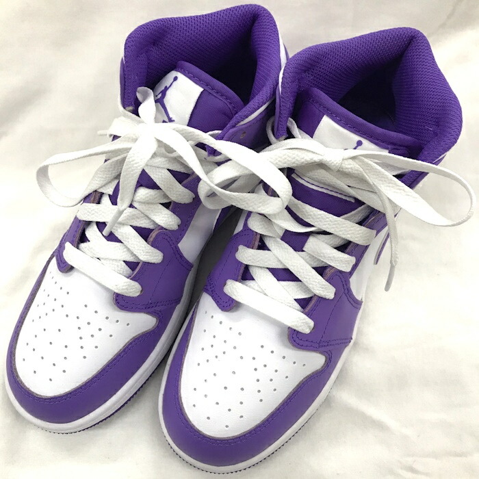 【楽天市場】NIKE ハイカットスニーカー AIR JORDAN 1 MID GS エアジョーダン 23cm ホワイト パープル DQ8423 ...