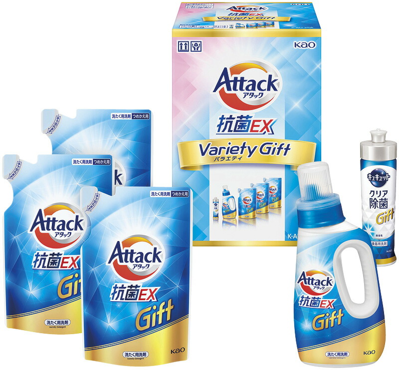 【楽天市場】春の贈り物 アタック抗菌EXバラエティーギフト 花王 アタック抗菌EX詰替用（590g）×3、アタック抗菌EX（750g）・キュキュットクリア除菌（220ml）×各1：贈り物本舗じざけや
