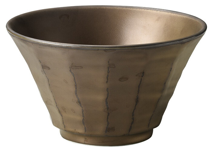 【楽天市場】宝生 しのぎ 19cm切立丼 18.8cmx10.8cm 1400cc日本製 シャープでモダンな形状高級感のある金茶の釉薬中華丼 ...