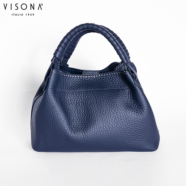 【楽天市場】VISONA ヴィソナ VS-026 レディース ハンドバッグ 牛革 レザー 本革 ネイビー マグネット開閉 ポケット付き イタリア製 zzz：グローバルスタンス