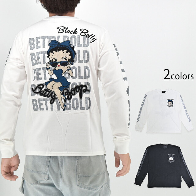 【楽天市場】BETTY×ネバーマインド 天竺長袖Tシャツ NEVER MIND BBN-2510 ベティーちゃん 刺繍 バイカー ロングT ...