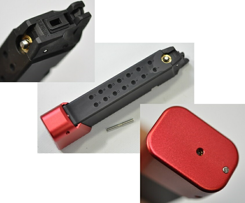 【楽天市場】PGC マガジン アルミライトウエイト ロング RED EXTENSION PAD付き 東京マルイ Glock17用 STD 9mm 17RD+6RD：サンコー ホビー