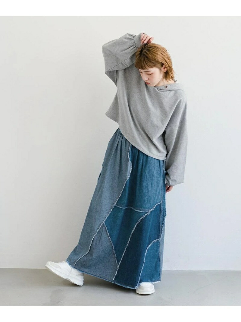 【楽天市場】mililopiulu/(W)REEF ジグザグつぎはぎスカート mililopiulu ゴースローキャラバン スカート ロング・マキシスカート ブルー【送料無料】[Rakuten ...