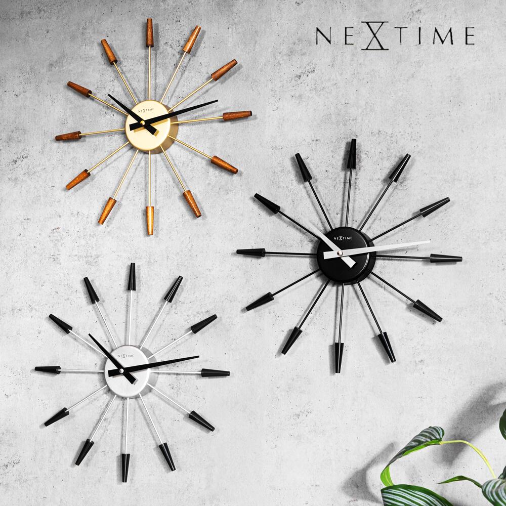 【楽天市場】【NEXTIME】掛け時計 おしゃれ PLUG INN 36cm クロック モダン ブラック 木製 シルバー ゴールド ネクスタ ...