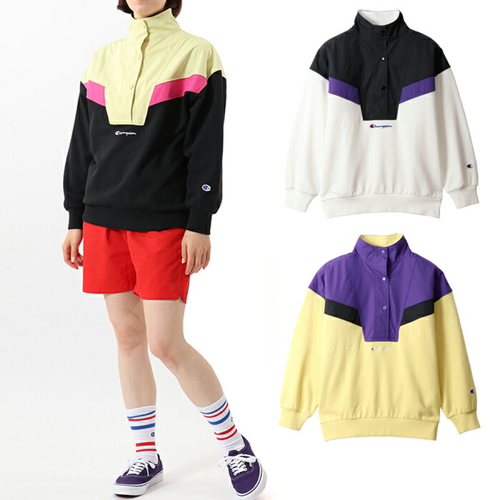 【楽天市場】チャンピオン CHAMPION ハーフスナップスウェットシャツ CW-R011 レディース 国内正規品：サントノーレ