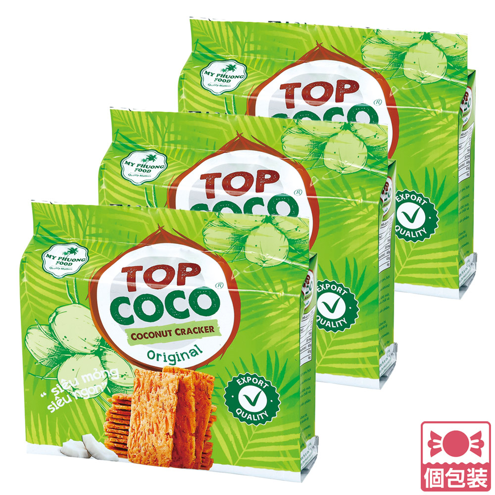 【楽天市場】【5400円以上で送料無料】 ベトナム 土産 トップココ TOPCOCO ココナッツクラッカー 3袋セット 個包装 ばらまき 【256133】：海外＆国内土産・旅行用品 三洋堂