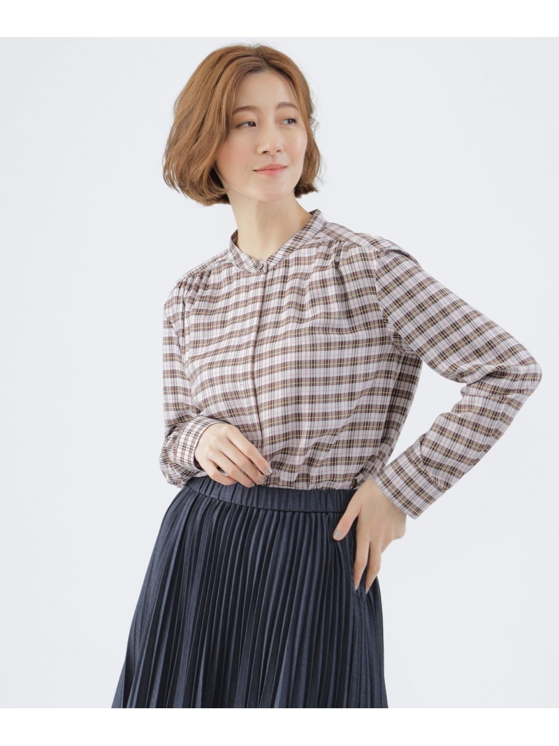 【楽天市場】【SALE／38%OFF】【ウォッシャブル】ミニタータンチェックバンドカラーシャツ TRANS WORK トランスワーク トップス ...