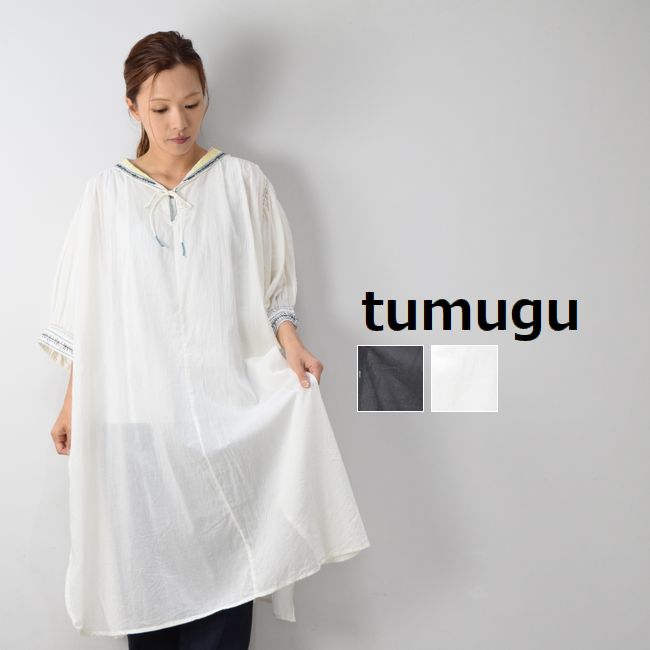 【楽天市場】tumugu(ツムグ)ステッチアートコットンボイル ワンピース 2colortb23240【 北海道も送料無料 】：SCAMP CLOTHING