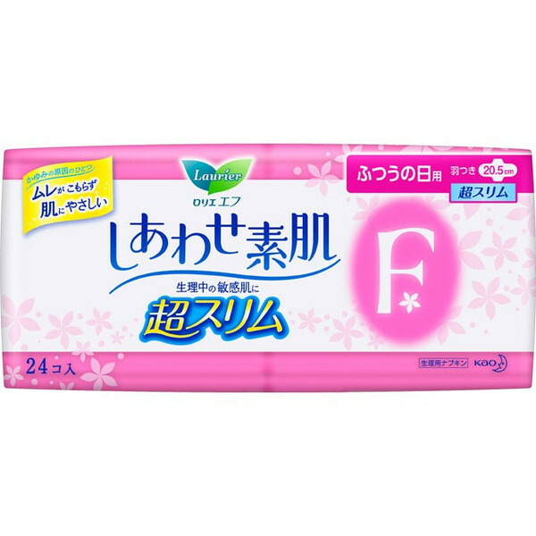 【楽天市場】[T] 花王 ロリエ エフ しあわせ素肌 超スリム ふつうの日用 羽つき(24コ入) 生理用ナプキン：大将もビックリ！SCB