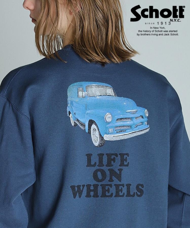 【楽天市場】★SALE|Schott/ショット 公式通販 | LIFE ON WHEELS CREW SWEAT/ライフオンホイール クルー ...