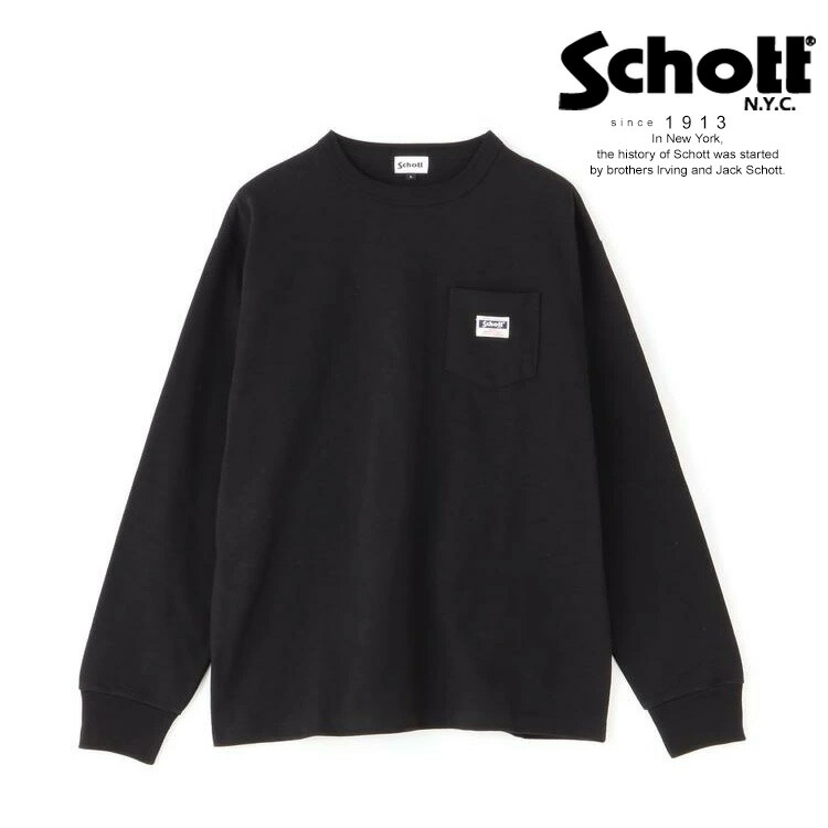 【楽天市場】Schott/ショット 公式通販 |LS WORK LABEL POCKET/ワークラベル ポケット ロングスリーブ Tシャツ ...