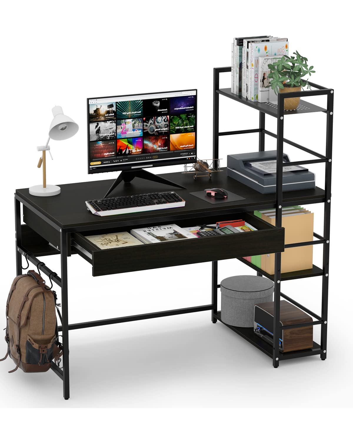 【楽天市場】DEWEL デスク パソコンデスク 幅120 奥行60cm 引き出し 3段収納ラック付き 左右入替え pcデスク ワークデスク オフィスデスク 学習デスク おしゃれ コンパクト ...