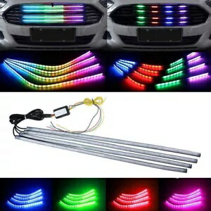 【楽天市場】4 個/カラフルな RGB LED ナイトライダーストリップライトグリルの後ろのフードの下用 4PCS/ Colorful RGB ...